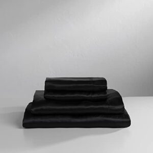 baltic linen satin luxury sheet set queen black 4-piece set