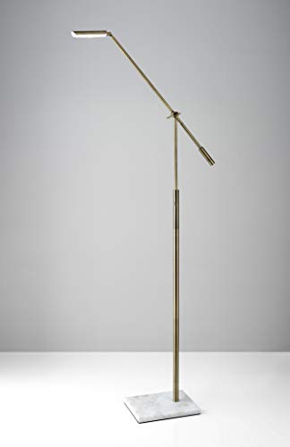 Adesso 4129-21 Vera LED Floor Lamp, 46.5-61 in, 6W Full Spectrum LED, Antique Brass Finish, 1 Floor Lamp