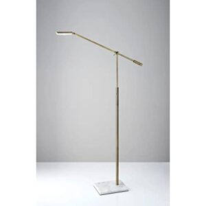 Adesso 4129-21 Vera LED Floor Lamp, 46.5-61 in, 6W Full Spectrum LED, Antique Brass Finish, 1 Floor Lamp