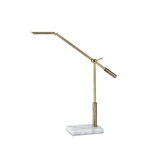 adesso 4128-21 vera led desk lamp, 16-26 in, 6w full spectrum led, antique brass finish, 1 table lamp , white