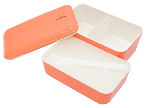 TAKENAKA Bento Bite Dual from, Eco-Friendly and Sustainable Japanese Style Bento Lunch Box (Tangerine Orange)