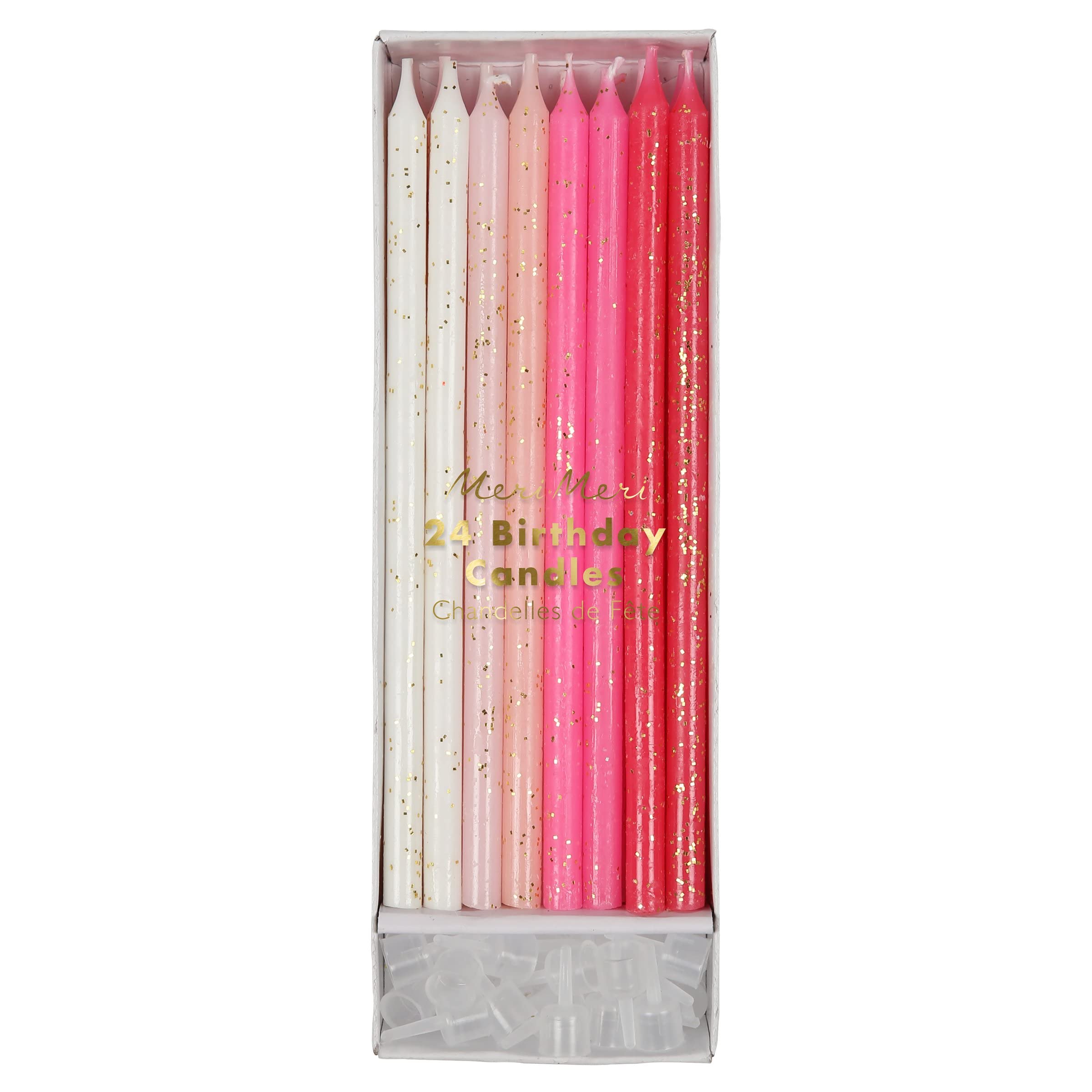 Meri Meri Pink Glitter Candles (Pack of 24)