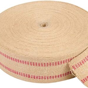 Mybecca [1 ROLL / 72 Yards] RED 11 Pounds Jute Webbing Natural Fabric 3.5 Inches Wide for Crafts & Decorations