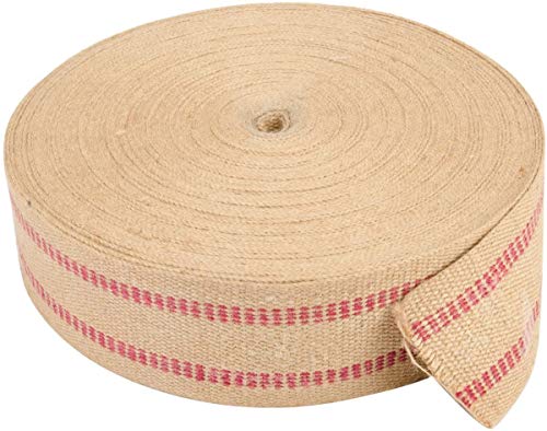 Mybecca [1 ROLL / 72 Yards] RED 11 Pounds Jute Webbing Natural Fabric 3.5 Inches Wide for Crafts & Decorations