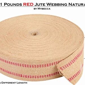 Mybecca [1 ROLL / 72 Yards] RED 11 Pounds Jute Webbing Natural Fabric 3.5 Inches Wide for Crafts & Decorations