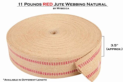 Mybecca [1 ROLL / 72 Yards] RED 11 Pounds Jute Webbing Natural Fabric 3.5 Inches Wide for Crafts & Decorations