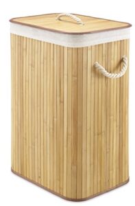 whitmor laundry hamper with rope handles bamboo, 12.25x16.25x23.375, natural stain