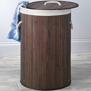 Whitmor Laundry Hamper with Rope Handles Bamboo, 16.25x23.375, Dark Stain