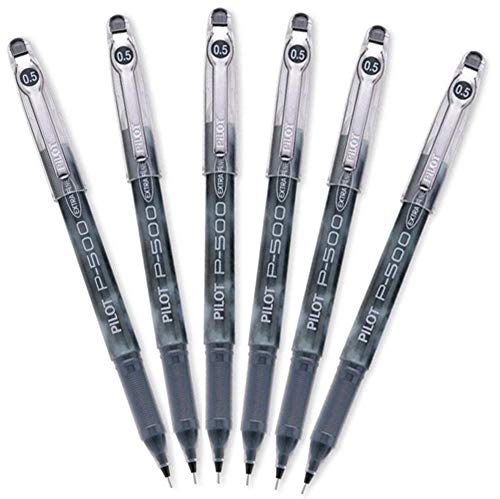 Pilot Precise P-500 Gel Ink Rolling Ball Pens, Extra Fine Point, Black Ink, 6 Pens