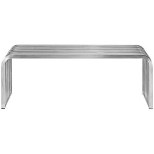 Modway Pipe Contemporary Modern Stainless Steel Metal Bench, 47"