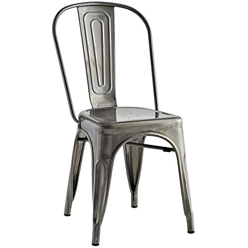 Modway Promenade Industrial Modern Steel Kitchen Room Gunmetal, One Dining Chair