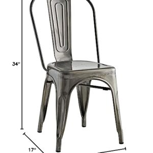 Modway Promenade Industrial Modern Steel Kitchen Room Gunmetal, One Dining Chair