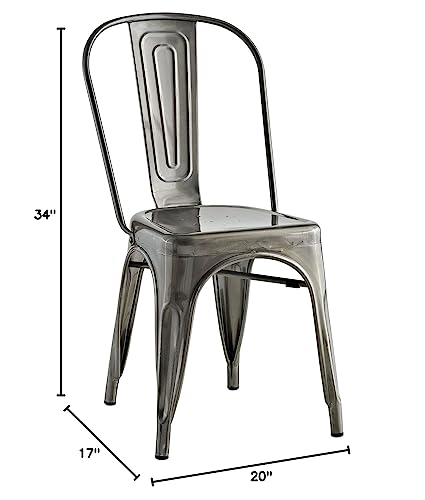 Modway Promenade Industrial Modern Steel Kitchen Room Gunmetal, One Dining Chair