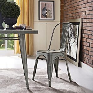 Modway Promenade Industrial Modern Steel Kitchen Room Gunmetal, One Dining Chair