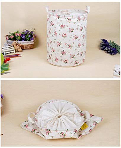 Hflove Large Thick Folding Laundry Basket Waterproof Cotton Storage Basket Floral Laundry Basket