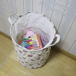 Hflove Large Thick Folding Laundry Basket Waterproof Cotton Storage Basket Floral Laundry Basket