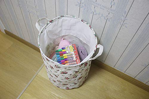 Hflove Large Thick Folding Laundry Basket Waterproof Cotton Storage Basket Floral Laundry Basket