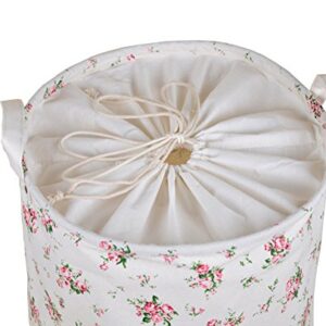 Hflove Large Thick Folding Laundry Basket Waterproof Cotton Storage Basket Floral Laundry Basket