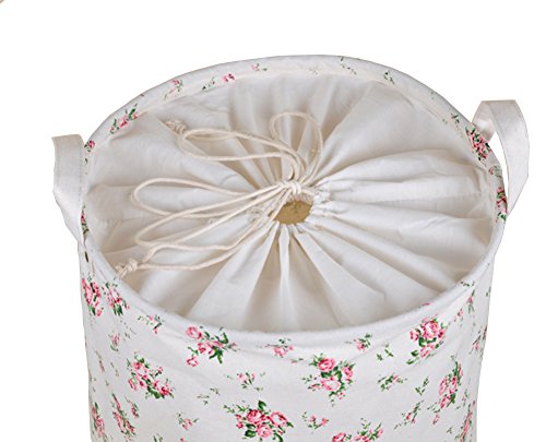 Hflove Large Thick Folding Laundry Basket Waterproof Cotton Storage Basket Floral Laundry Basket