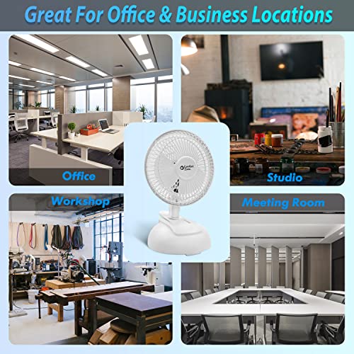 Comfort Zone CZ6XMWT 6” 2-Speed Combo Clip or Desk Fan with Removable Base, Strong Clamp for Firm Grip, Suitable for Bedroom, Office, or Dorm Room, White