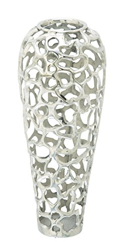 Deco 79 Aluminum Coral Vase, 10" x 10" x 25", Silver