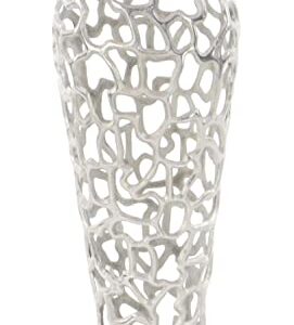 Deco 79 Aluminum Coral Vase, 10" x 10" x 25", Silver