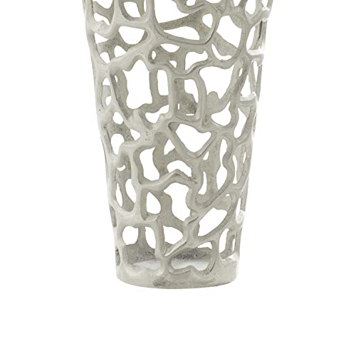 Deco 79 Aluminum Coral Vase, 10" x 10" x 25", Silver