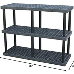 Vestil PBSS-6624-3 Plastic Bulk Shelf and Storage, 66" x 24" 3 Shelf, Black