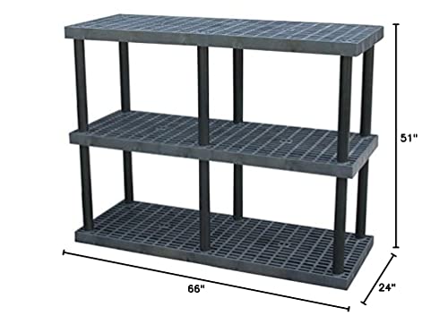 Vestil PBSS-6624-3 Plastic Bulk Shelf and Storage, 66" x 24" 3 Shelf, Black