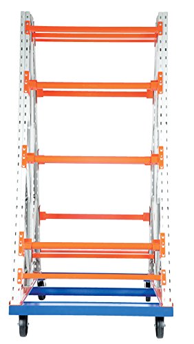 Vestil RERC-CT-468 Portable Two Sided Reel Rack, 53" x 73" x 108", Silver Frame/Orange Bracket