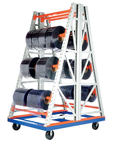 Vestil RERC-CT-468 Portable Two Sided Reel Rack, 53" x 73" x 108", Silver Frame/Orange Bracket