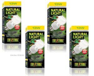 (4 pack) exo-terra repti-glo 2.0, full spectrum terrarium lamp, compact fluorescent, 13 watt