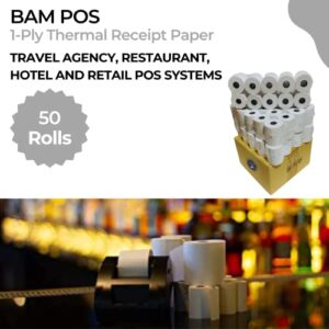 BAM POS, 2-1/4 x 50' 1-Ply Thermal Paper 50 Rolls for The Ingenico ICT 200/220/250 / Verifone VX 520 / Hypercom/Nurit