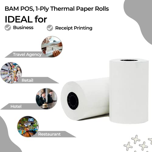 BAM POS, 2-1/4 x 50' 1-Ply Thermal Paper 50 Rolls for The Ingenico ICT 200/220/250 / Verifone VX 520 / Hypercom/Nurit