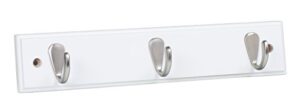 birdrock home modern 3 hook coat rack - wall mounted key cap & hat rack - white finish - satin nickel hooks