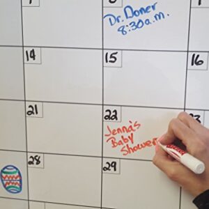 Everase Re-Stic Dry Erase Self-Adhesive Peel & Stick Surface Monthly Calendar | Wall Planner (24 x 36 in.) FREE Marker & Cloth | Organizer, Walls, Doors, Offices | Premium Quality Removable Surface