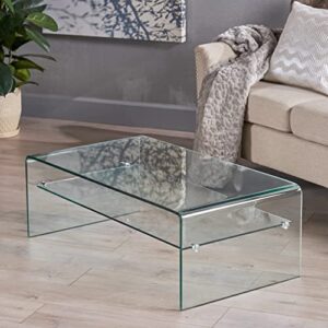 Christopher Knight Home Salim 12mm Tempered Glass Coffee Table, Clear, 39.5 in x 21.7 in x 14 in