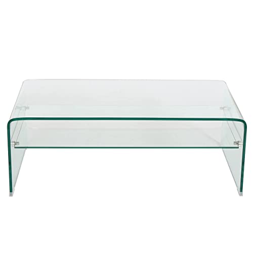 Christopher Knight Home Salim 12mm Tempered Glass Coffee Table, Clear, 39.5 in x 21.7 in x 14 in