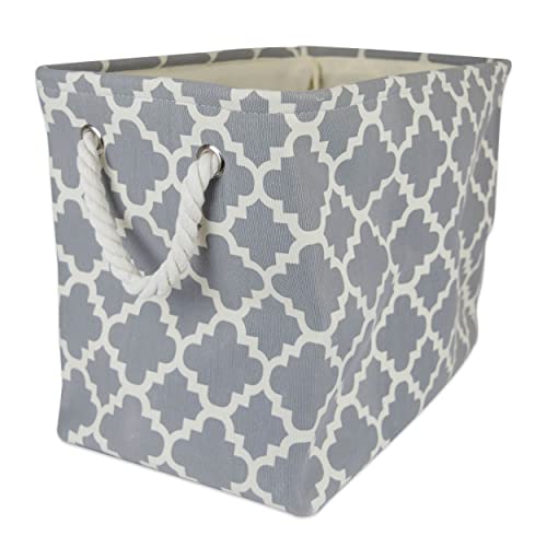 DII Polyester Container with Handles, Lattice Storage Bin, Large, Gray