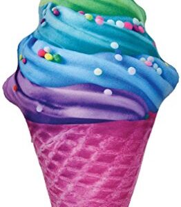 iscream Bubble Gum Scented Rainbow Swirl Cone Shaped 25" x 12" Microbead Pillow