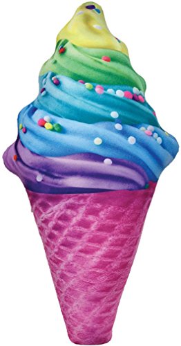 iscream Bubble Gum Scented Rainbow Swirl Cone Shaped 25" x 12" Microbead Pillow