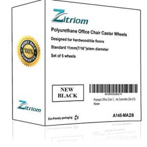 zitriom Premium Office Chair Caster Wheel Universal Standard Size 11mm Stem Diameter X 22mm Stem Length (7/16" X 7/8") Pack of 5