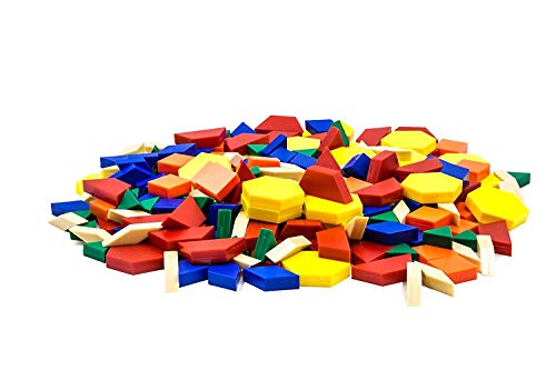 hand2mind Foam Pattern Blocks, Foam Shapes, Geometric Shapes for Kids, Pattern Play, Toddler Pattern Blocks, Shapes for Kindergarten, 3D Shapes Manipulatives, Sorting Math (Set of 250)