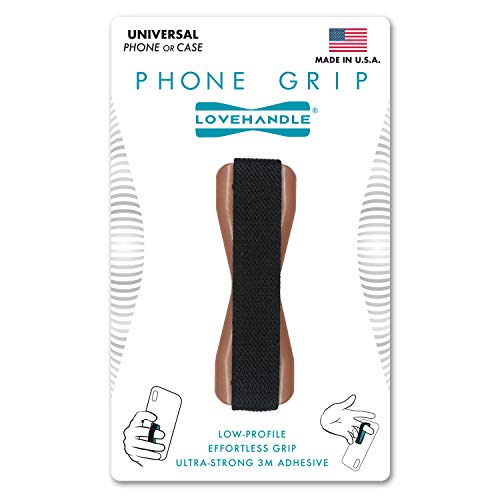 Universal Phone Grip for Most Smartphones, Mini Tablets and Cases, Mauve Rose Base with Black Elastic Strap, LH-01Rose