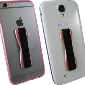 Universal Phone Grip for Most Smartphones, Mini Tablets and Cases, Mauve Rose Base with Black Elastic Strap, LH-01Rose