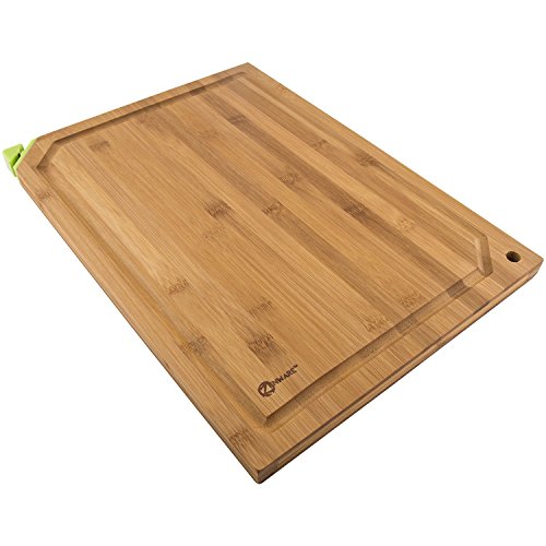 Zenware® 3 Piece Triple-Ply Warp Resistant All Natural Bamboo Cutting Board Set - Choose Your Size (Cutting Board w/Built In Knife Sharpener)