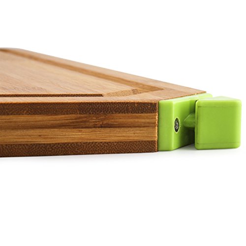 Zenware® 3 Piece Triple-Ply Warp Resistant All Natural Bamboo Cutting Board Set - Choose Your Size (Cutting Board w/Built In Knife Sharpener)