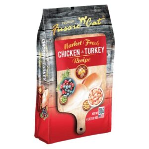 fussie cat market fresh chicken & turkey meal formula grain-free dry cat food 4lb