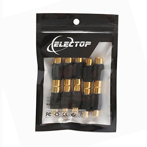 ELECTOP [10 Pack] RCA Female to Female Coupler Audio Video Gold Adapter, for Phono,Speaker,RCA Cable,Amplifier