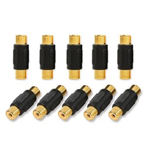 ELECTOP [10 Pack] RCA Female to Female Coupler Audio Video Gold Adapter, for Phono,Speaker,RCA Cable,Amplifier